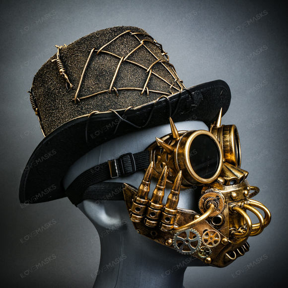 ILOVEMASKS | Accessories | Gold Halloween Spider Web Top Hat W Gold ...